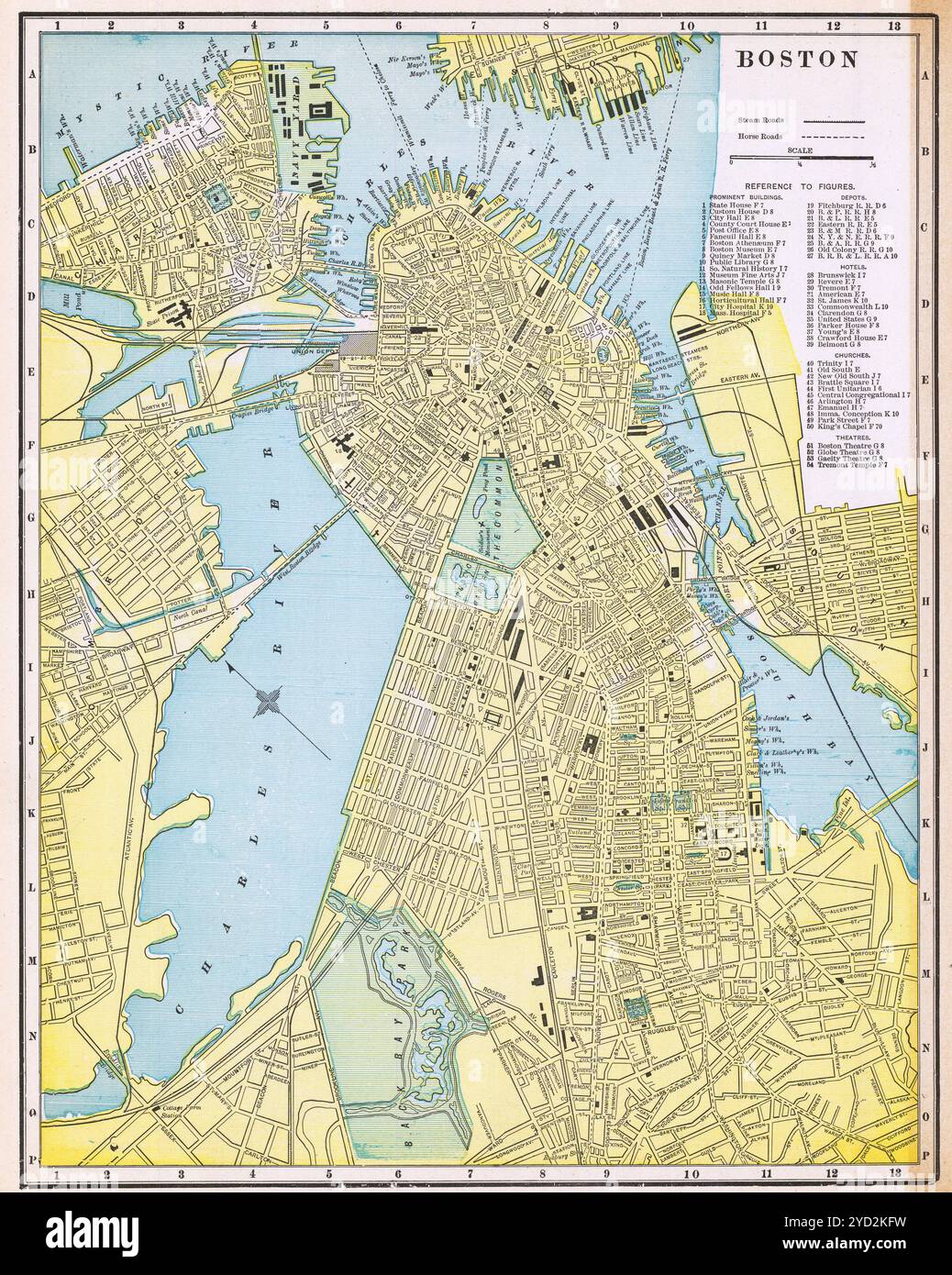 Vintage Detailed Boston City Map Printable Download Travel Poster Stock Photo - Alamy