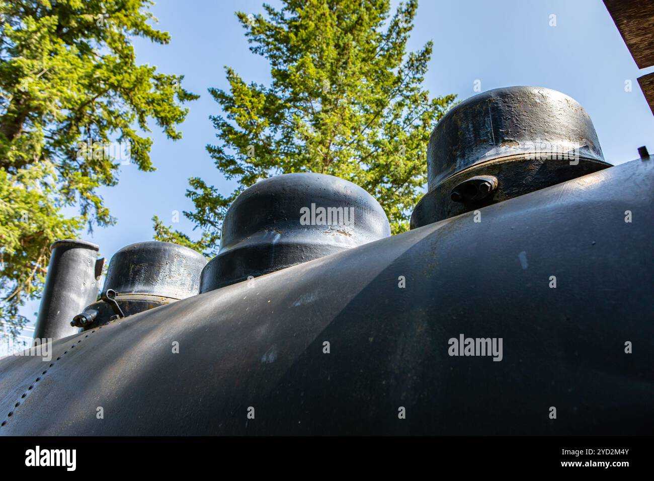 Antique black locomotive train rooftop Stock Photo - Alamy