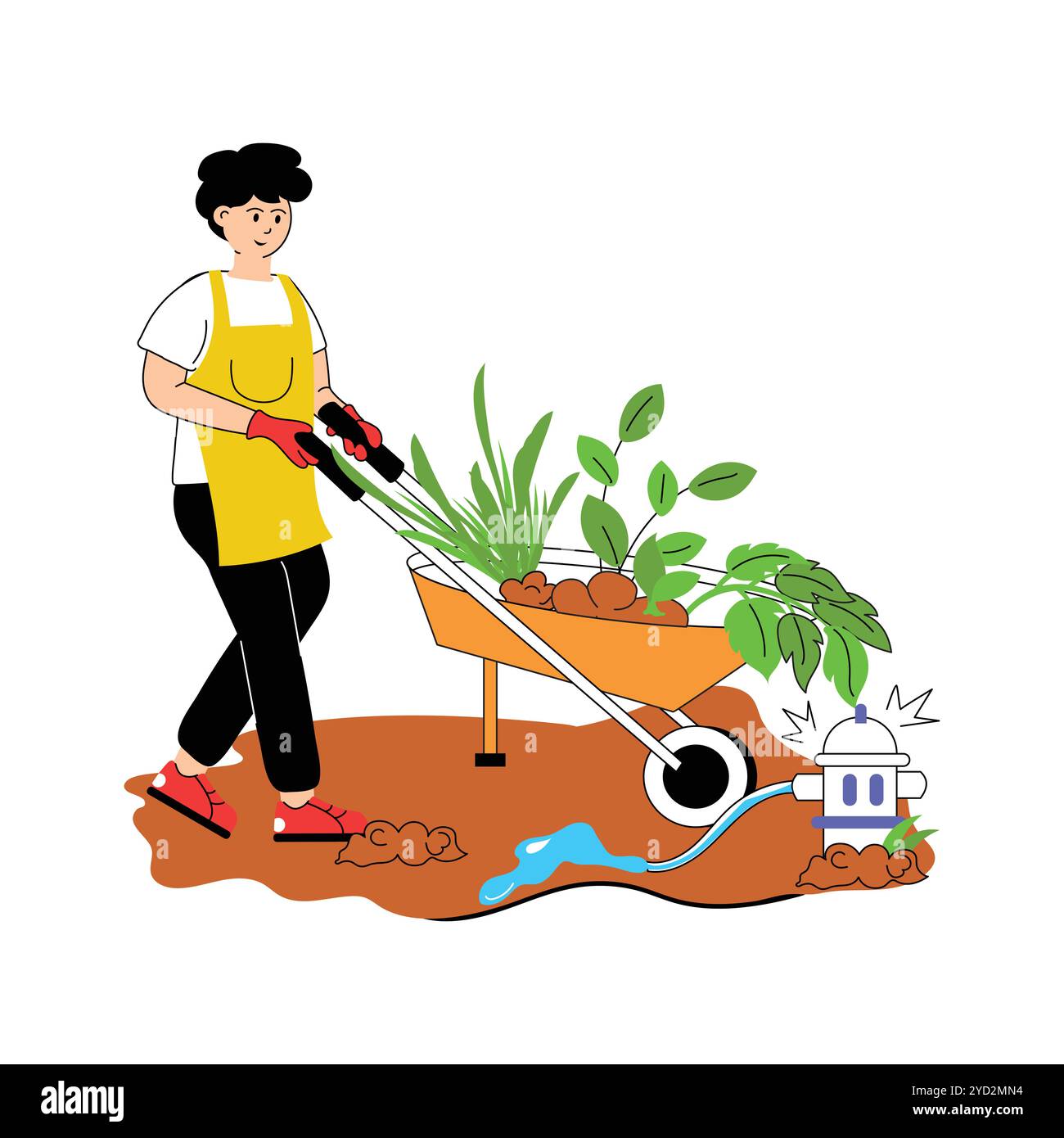 Gardener tending plants Stock Vector Images - Alamy
