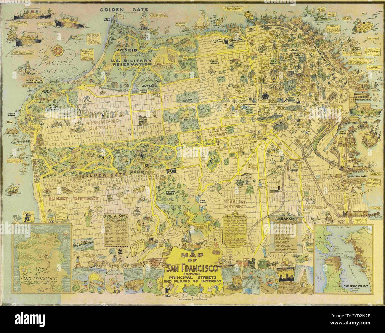 Vintage Detailed San Francisco City Map Printable Download Travel ...
