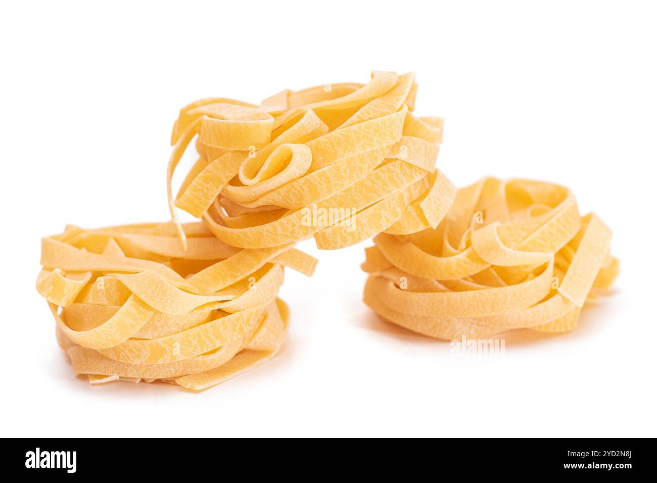 Three Classic Italian Raw Egg Fettuccine - Isolated on White Background ...