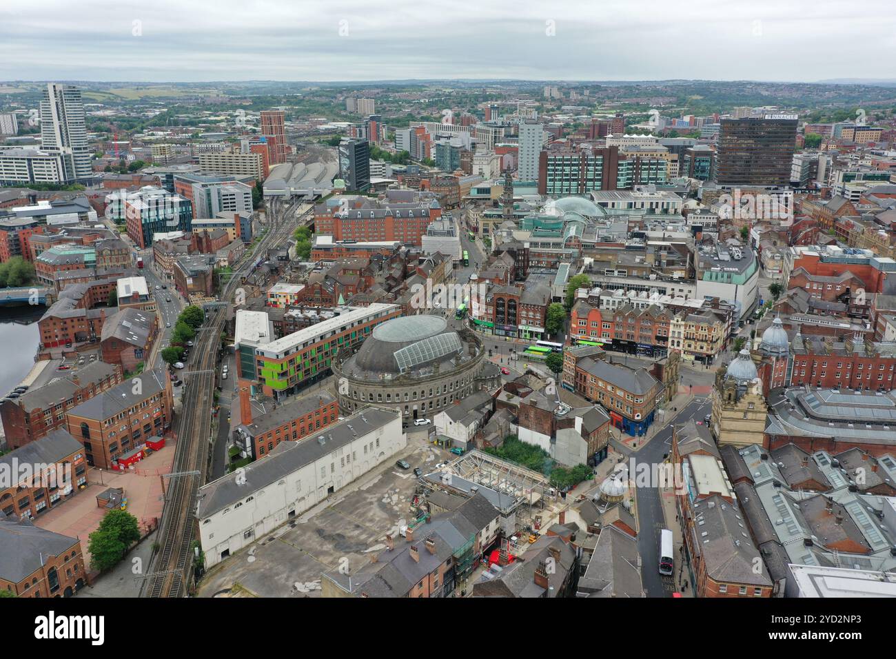 File photo dated 04/06/20 of an aerial view of Leeds city centre, which ...