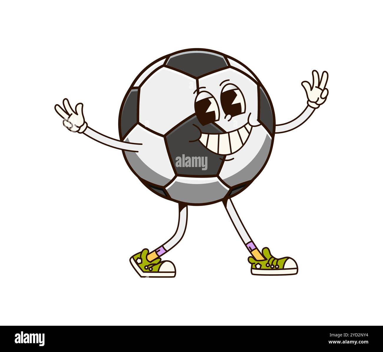 Groovy European football ball sport character. Isolated cartoon vector ...