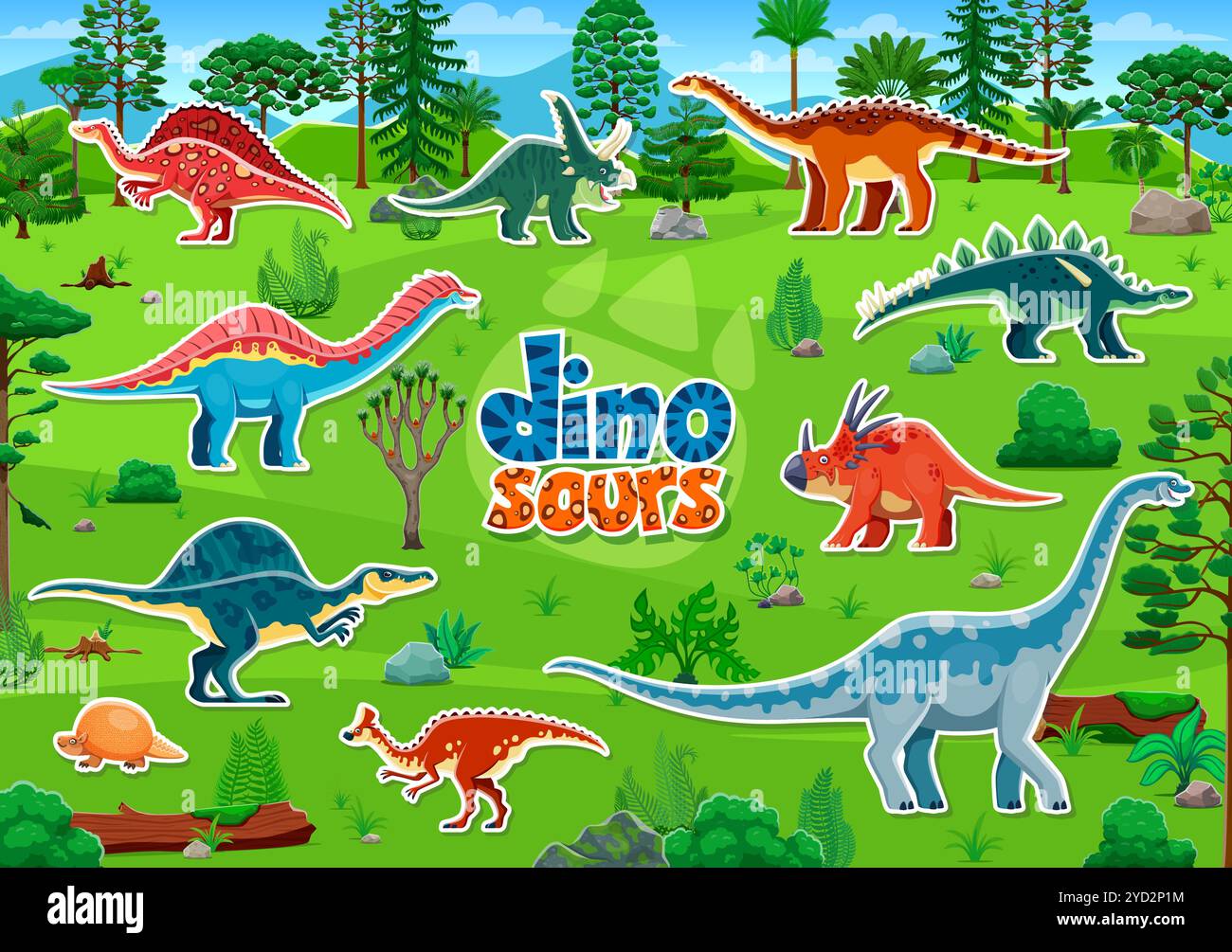 Prehistoric dinosaurs stickers pack feature colorful dino species at ...