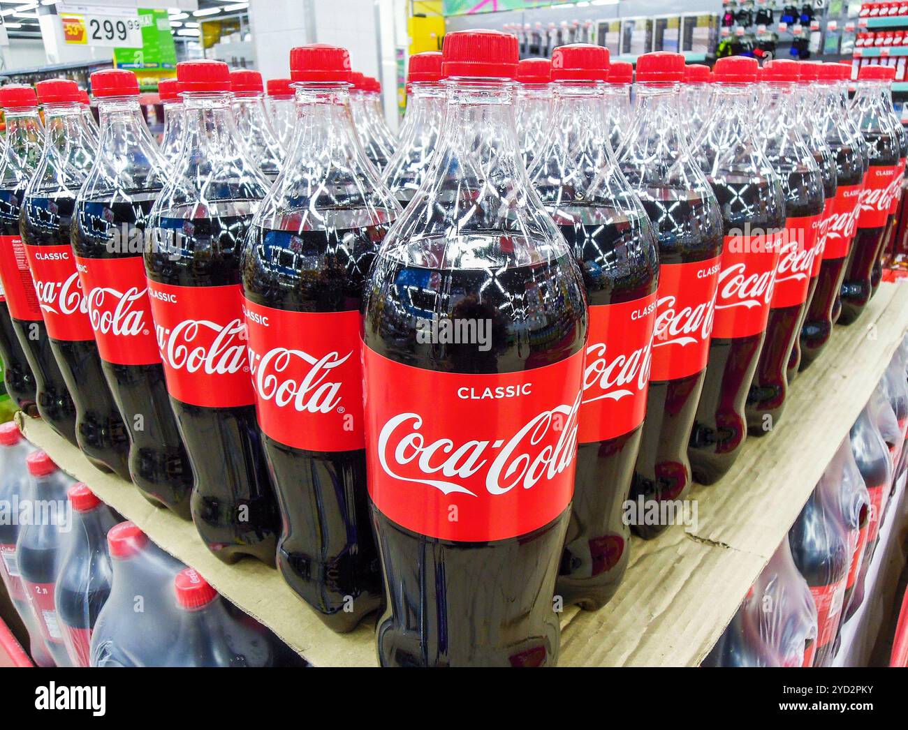 Coca Cola drinks ready for sale on the shelf in superstore Stock Photo ...