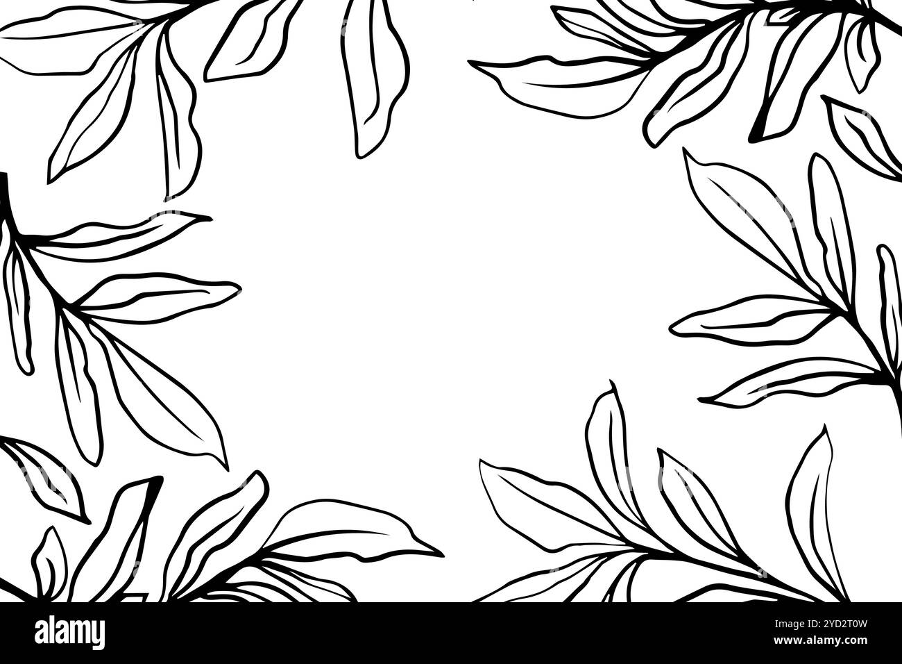 Black and white vector botanical hand drawn line illustration, contour ...