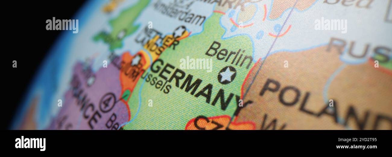 Germany on globe with world political map in classroom Stock Photo - Alamy