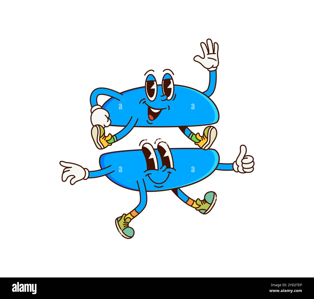 Cartoon math equal sign groovy character. Vector funny symbol for ...