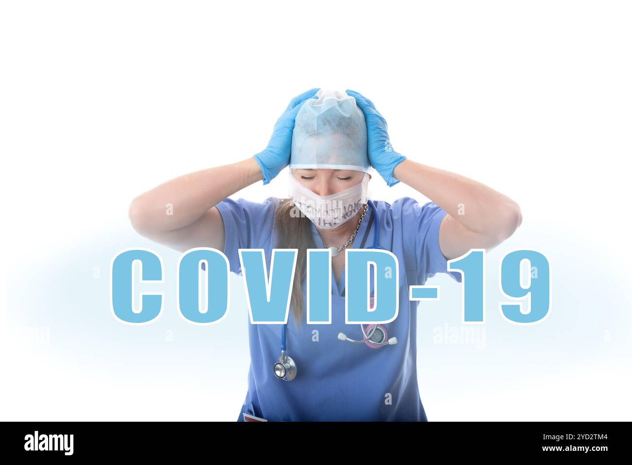 Hospital nurse overwhelmed and stressed during COVID-19 pandemic Stock ...