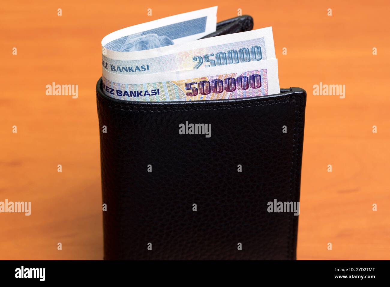 Old Turkish money - Lira in the black wallet Stock Photo - Alamy