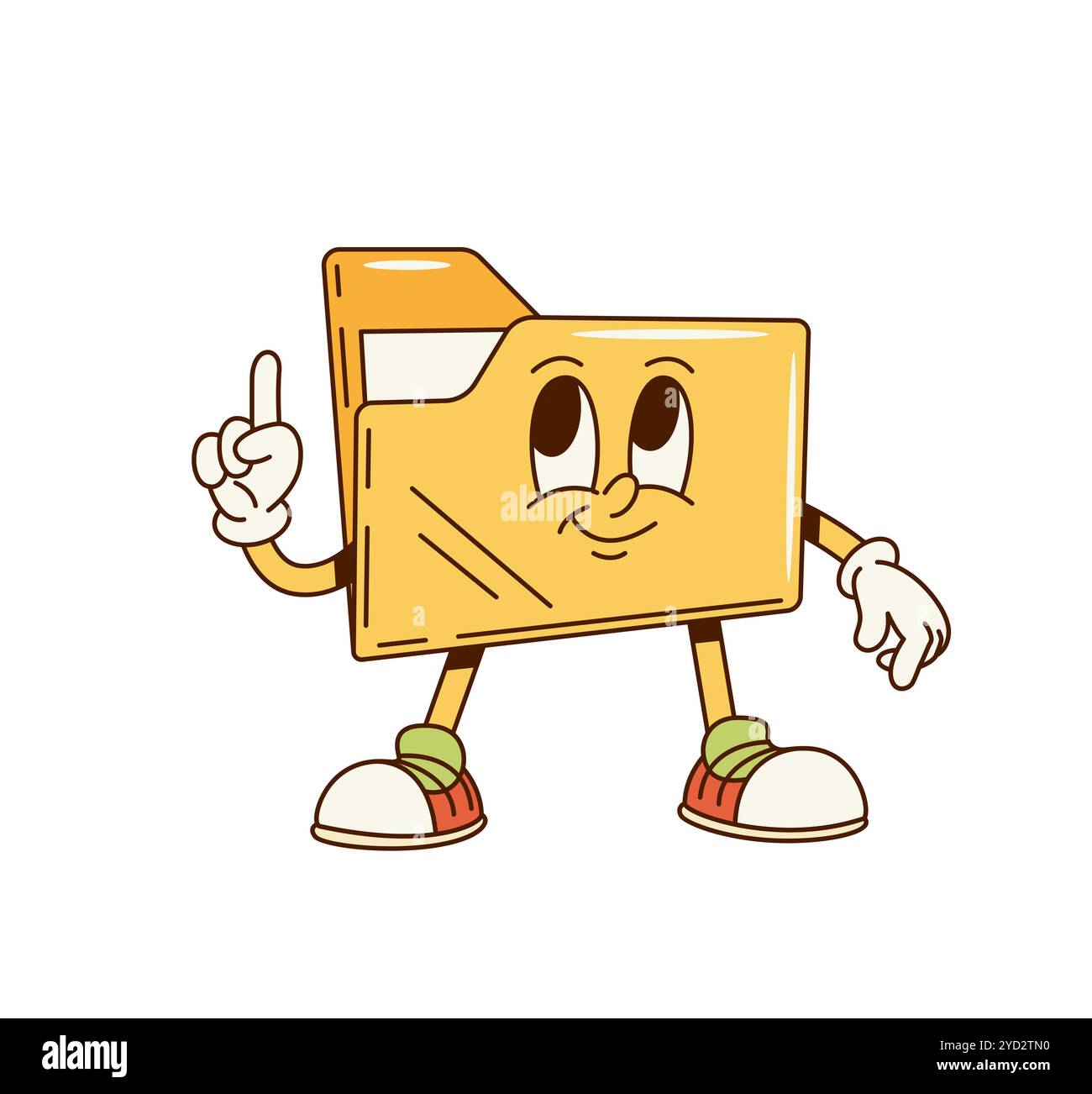 Groovy computer folder character for PC desktop with documents, vector retro cartoon. Groovy ...