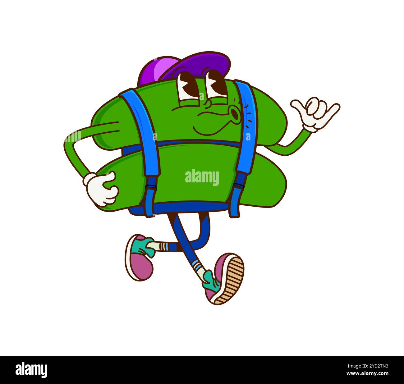 Cartoon math number equation symbol groovy character with schoolbag ...