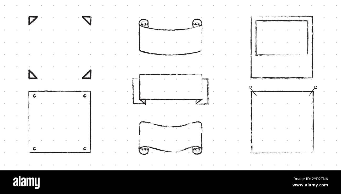 Set of Cute Hand drawn Doodle Banners and Ribbons isolated on white ...