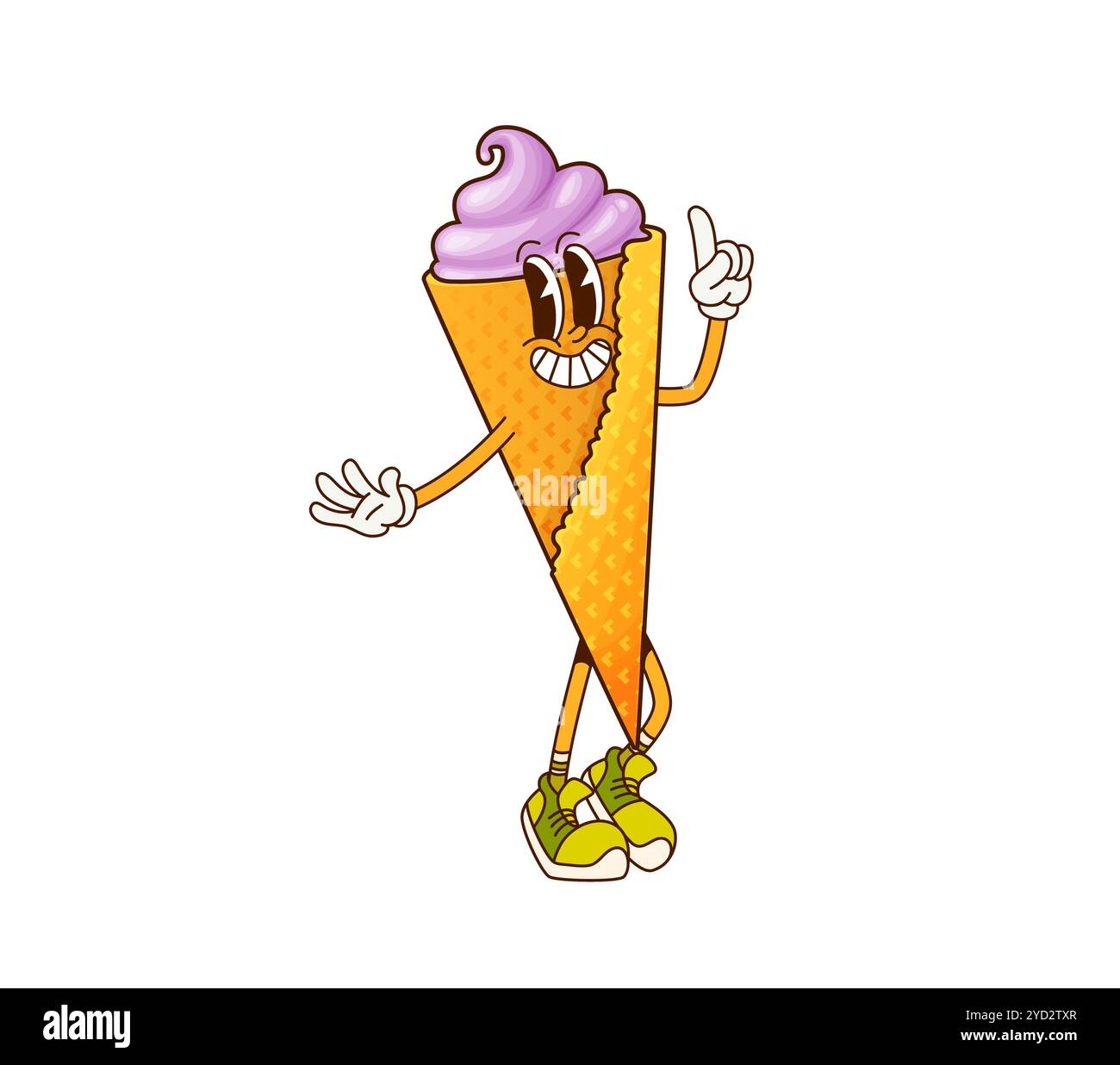 Cartoon fast food ice cream cone groovy character. Fast food menu sweet ...