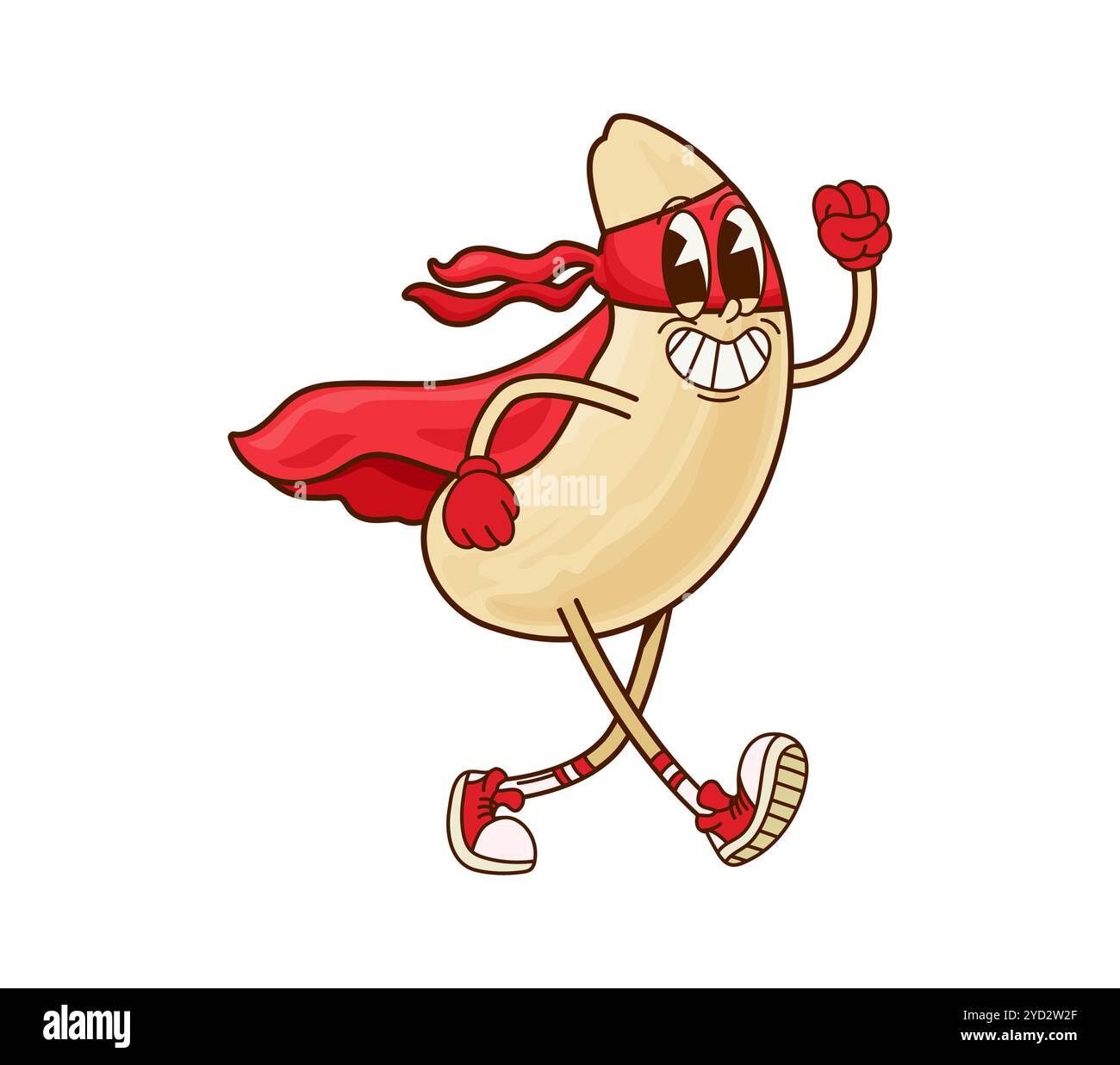 Groovy superhero cashew nut cute character. Nut hero cheerful comic ...