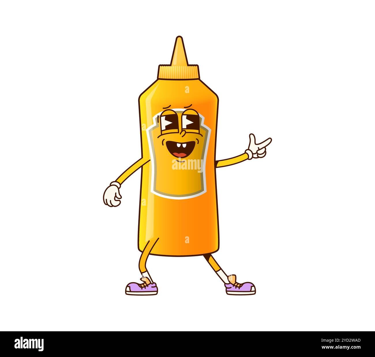 Groovy mustard bottle character. Isolated cartoon vector funky retro ...