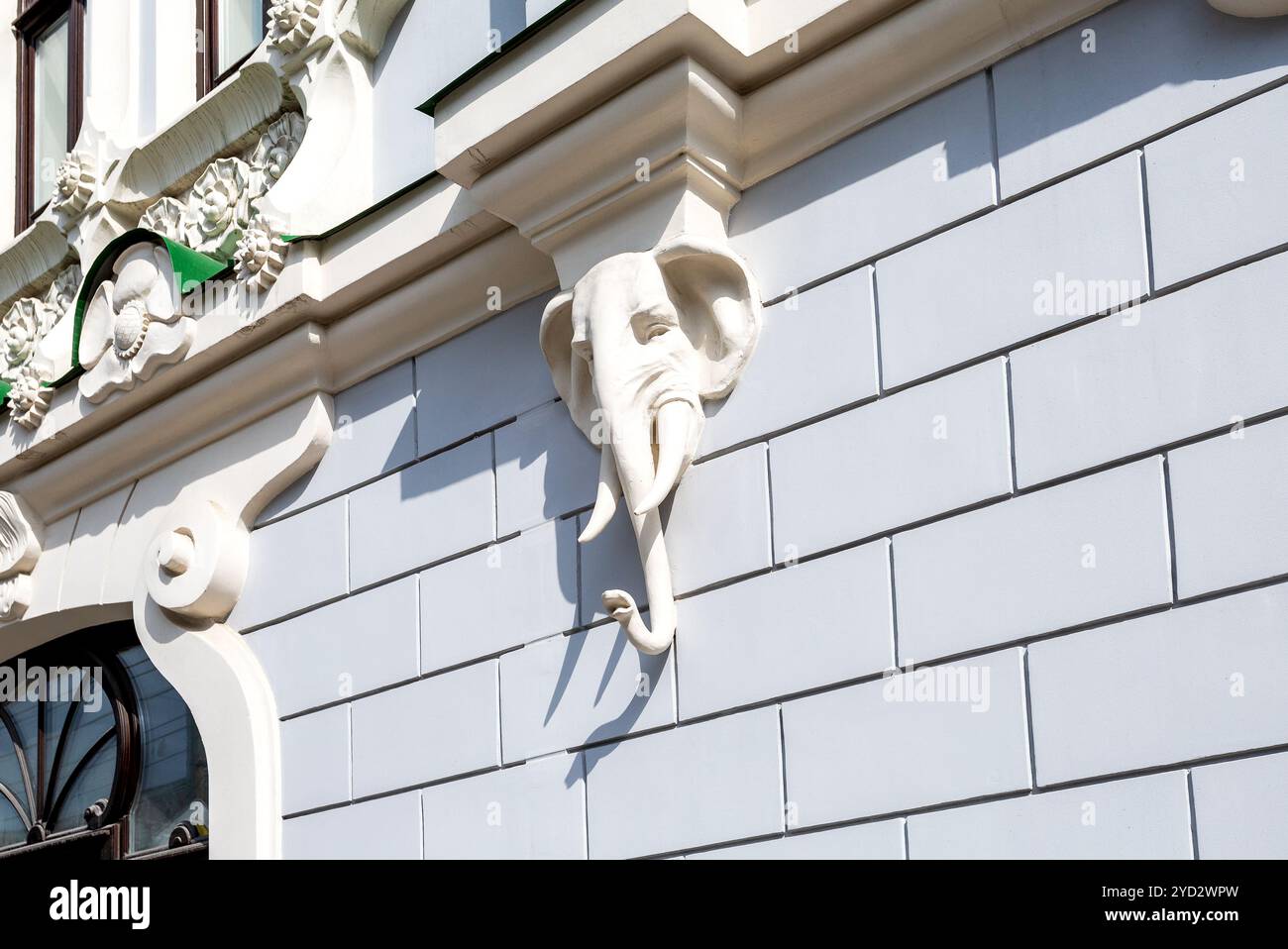 Elephant head as architectural detail of the historic building Stock ...