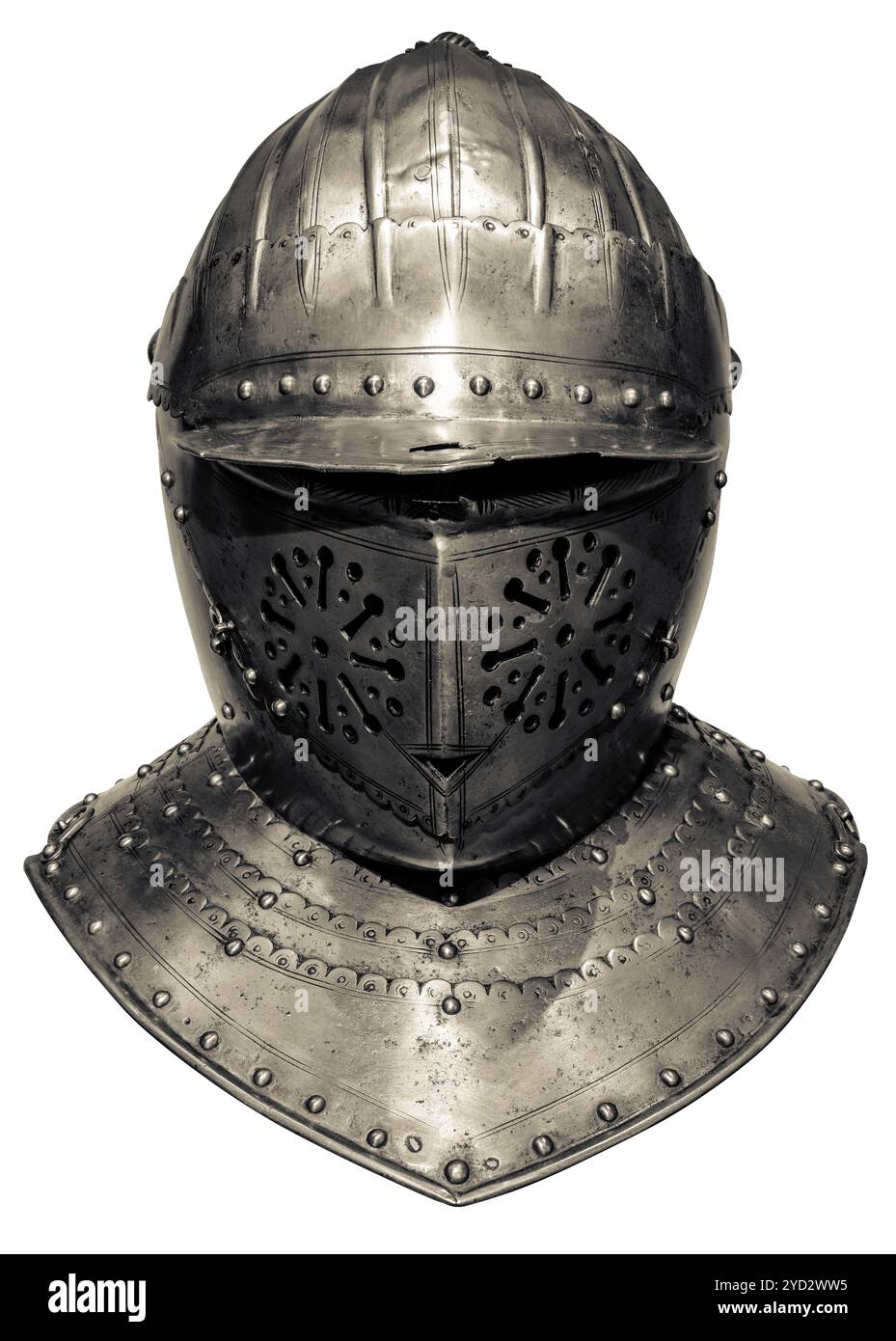 Isolation Of A Medieval Helmet, Visor And Gorget From A Suit Of Armour ...