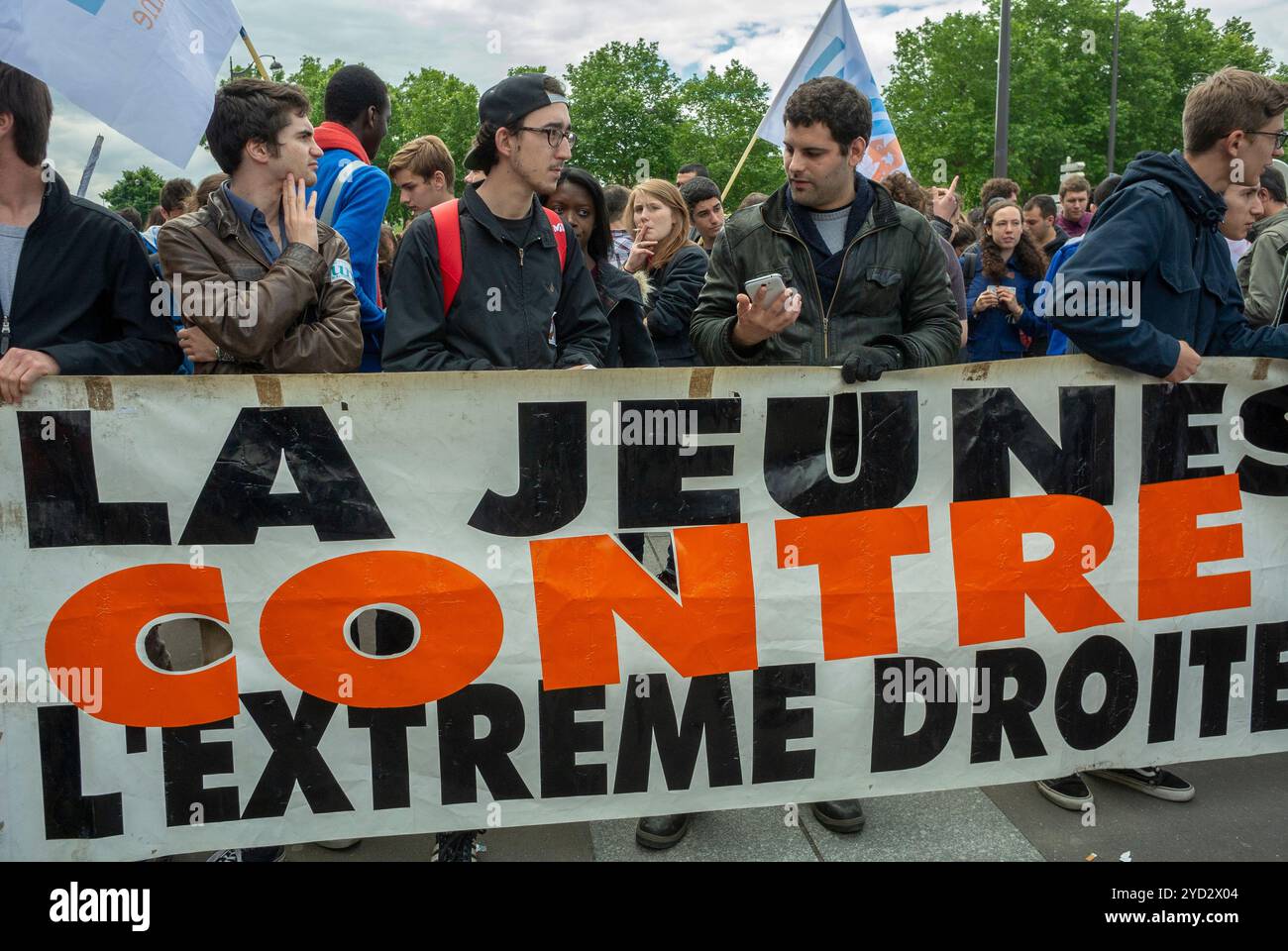Paris, France, Crowd People Demonstrating Against Extreme Right ...
