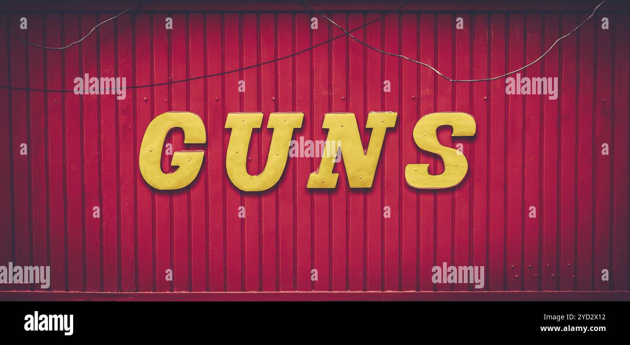 A Retro Red Gun Store Sign In The USA Stock Photo - Alamy
