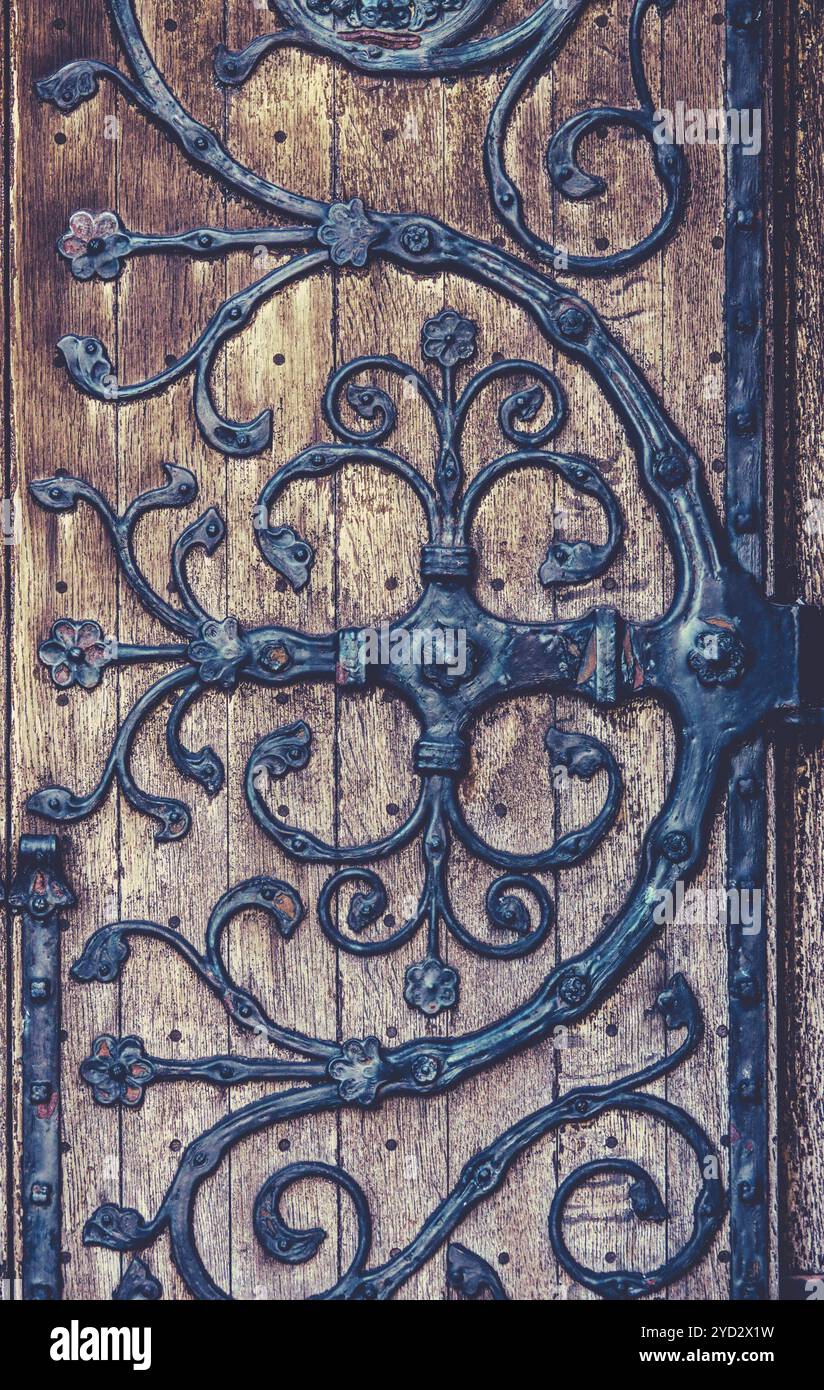 Background Texture Of An Ornate Hinge On A Church Door Stock Photo - Alamy