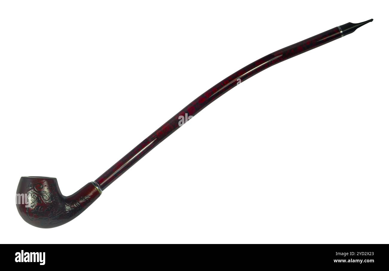 Isolated Old Fashioned Long Smoking Pipe On White Background Stock ...