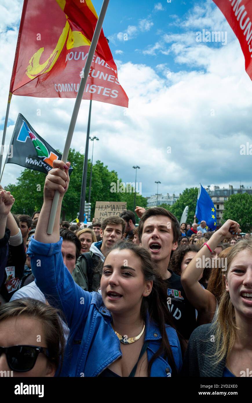 Paris, France, Crowd People Demonstrating Against Extreme Right ...
