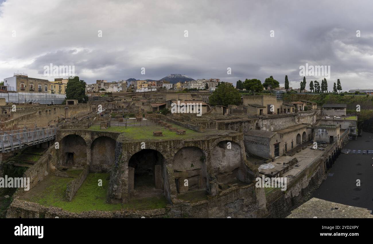 Ercolano, Italy, 25 November, 2023: view of the excavated ancient Roman ...