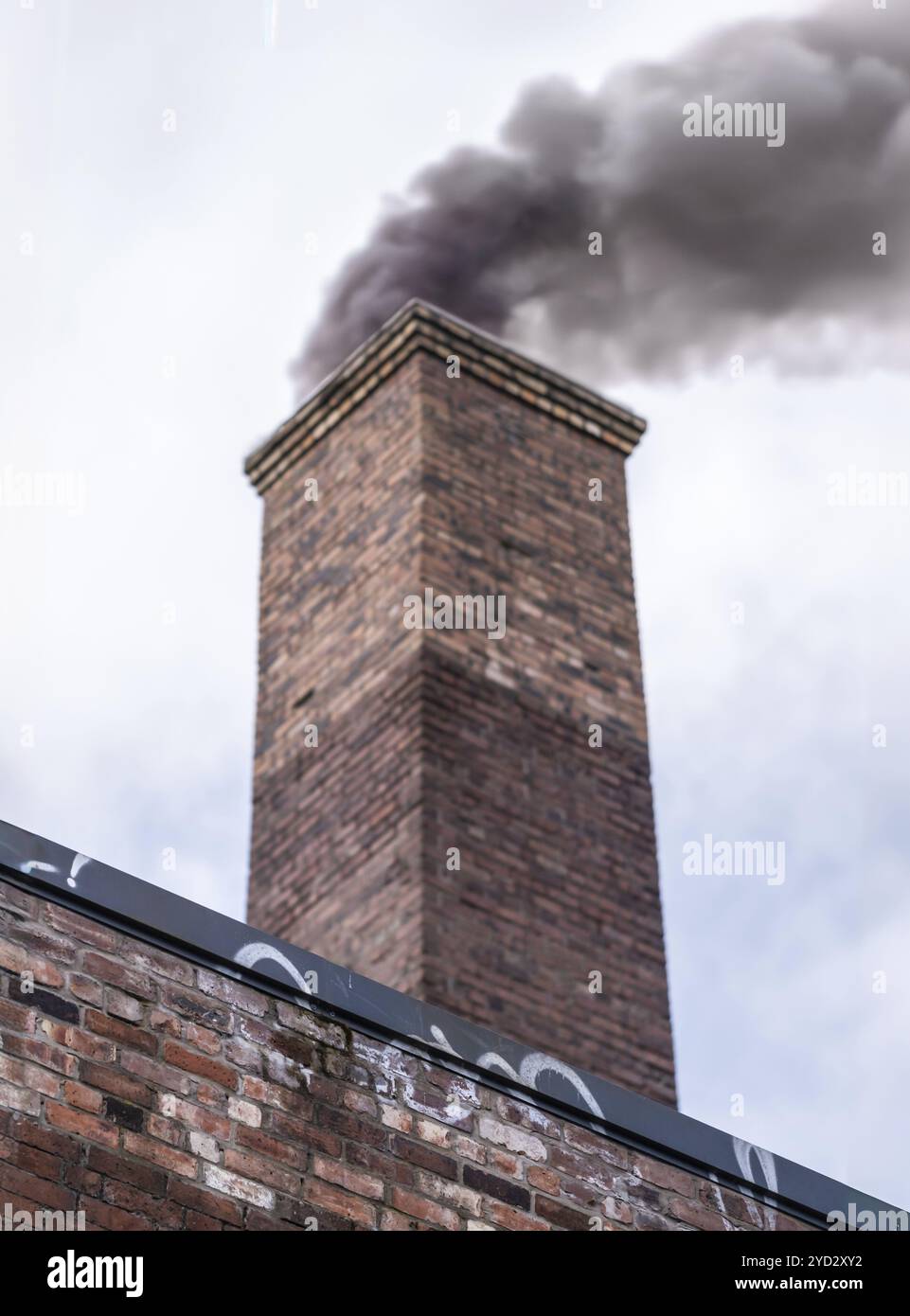 Smoke Pollution From An Old Industrial Factory Chimney, With Shallow ...