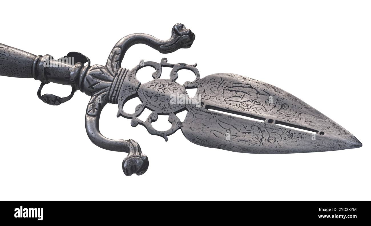 Detail Of A Medieval Ornate Spear Head, Isolated On A White Background ...