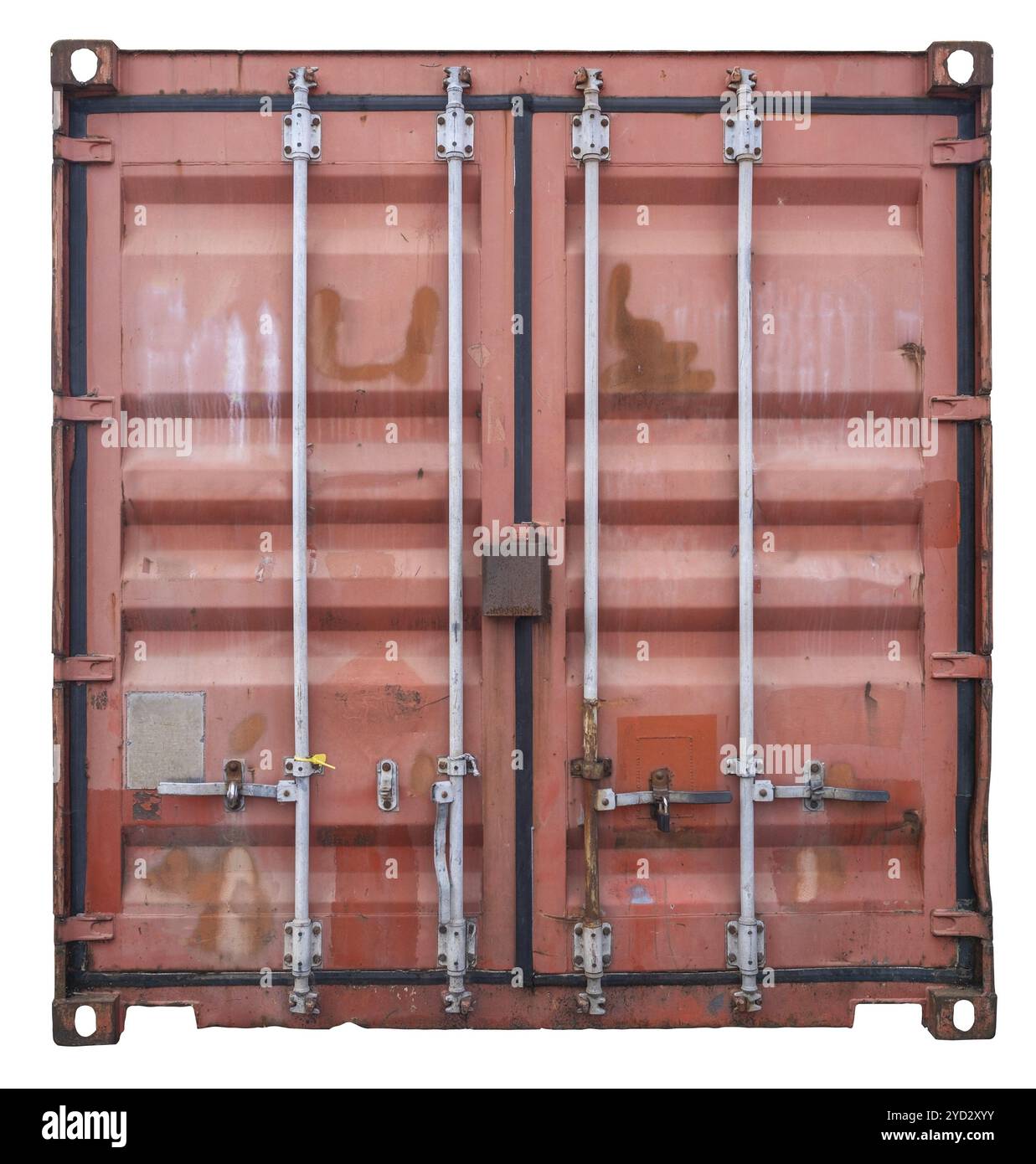 One End Of An Old Grungy Shipping Container, Isolated On A White ...