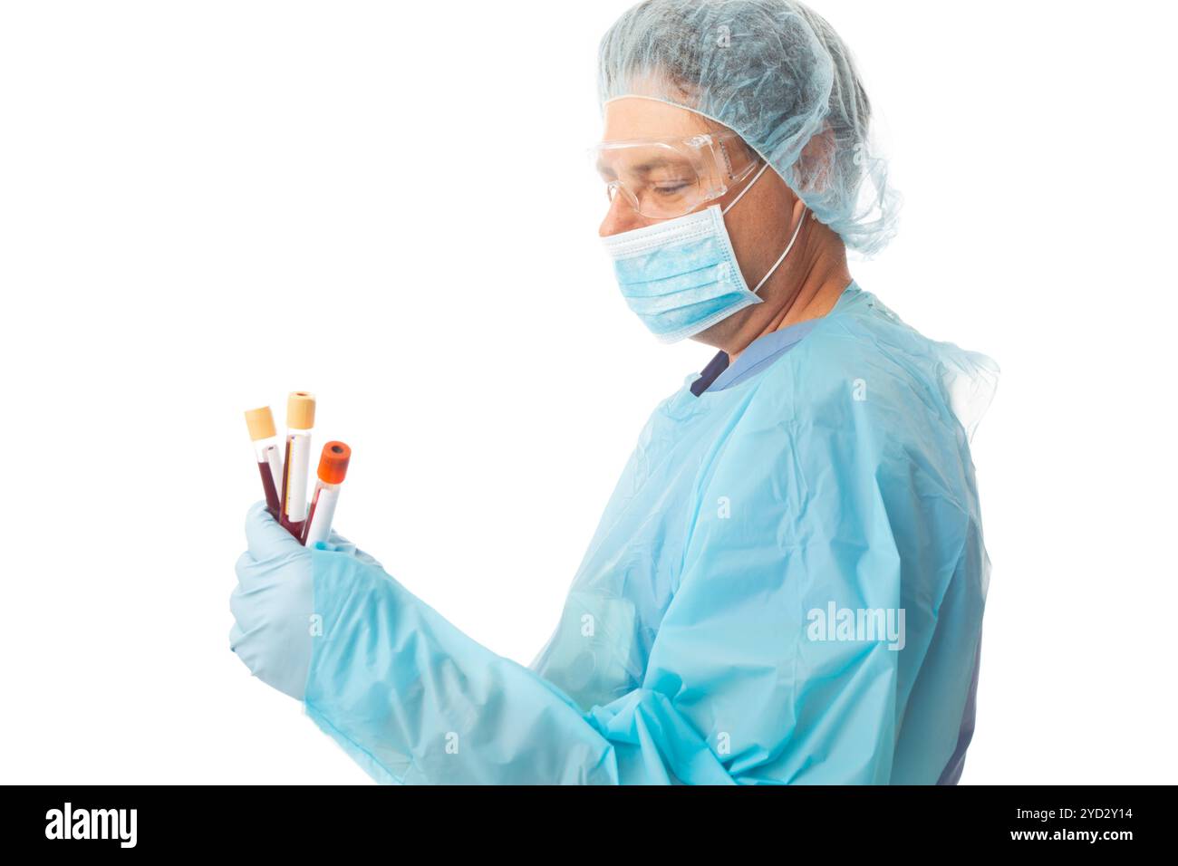 Nurse in hospital holding blood collection tubes Stock Photo - Alamy