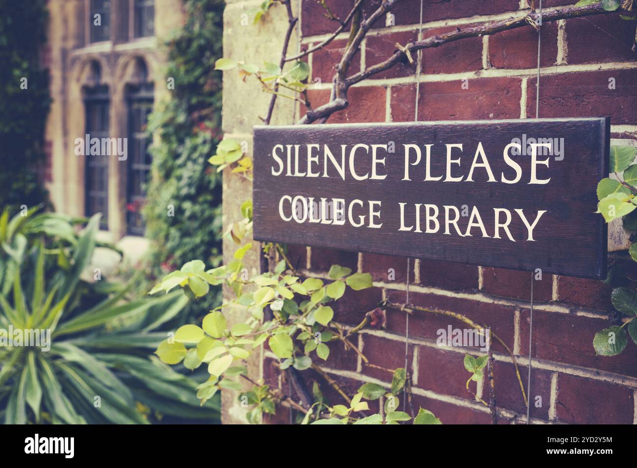 A Silence Please, College Library Sign At An Elite University In The UK ...