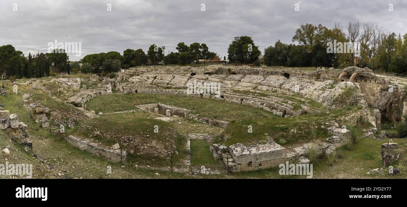 Syracuse, Italy, 28 December, 2023: view of the ruins of the historic ...