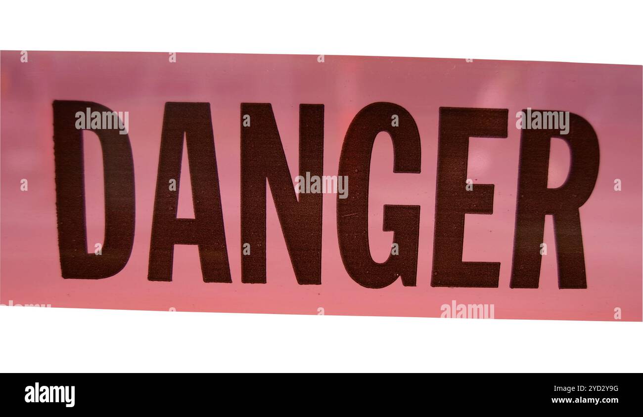 Isolation Of A Bright Pink Plastic Danger Sign With Clipping Path Stock ...