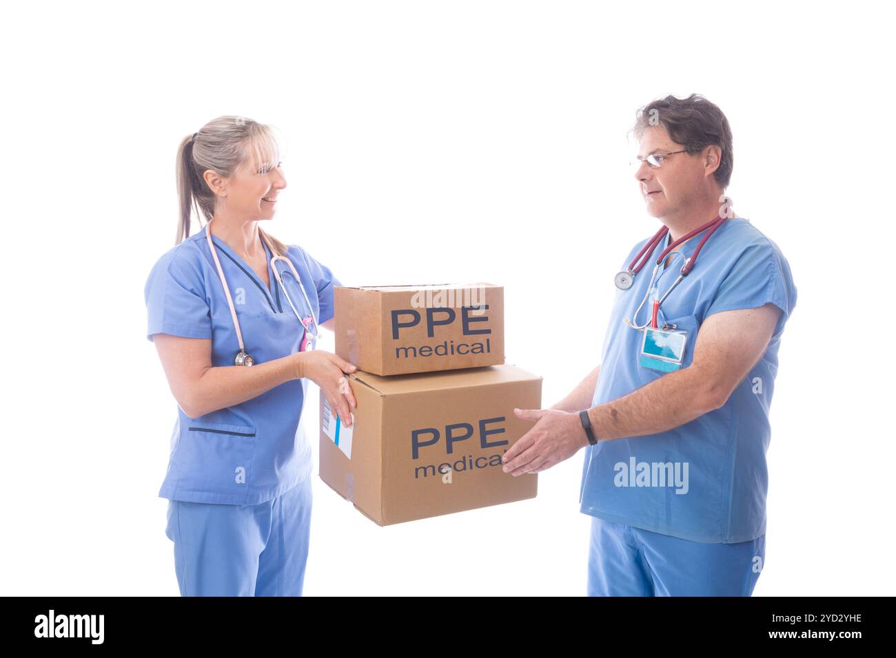 Delivery man package working Cut Out Stock Images & Pictures - Alamy