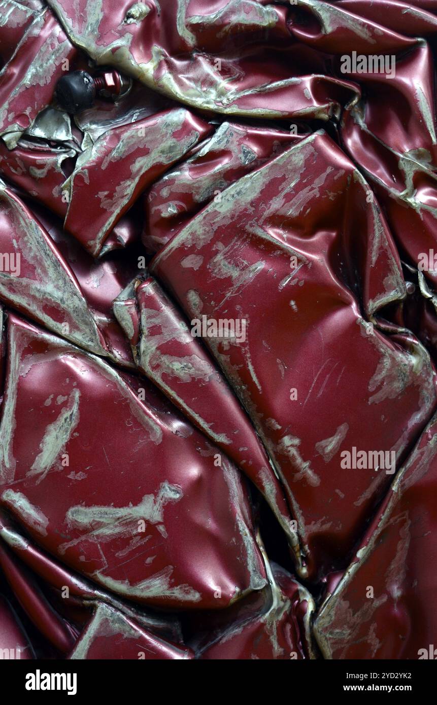 Twisted Metal Background Texture Of A Crushed Car Cube In A Junkyard ...