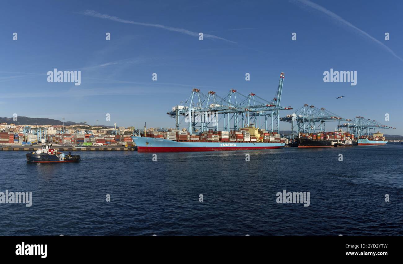 Algeciras, Spain, 1 March, 2024: container ships being loaded and ...