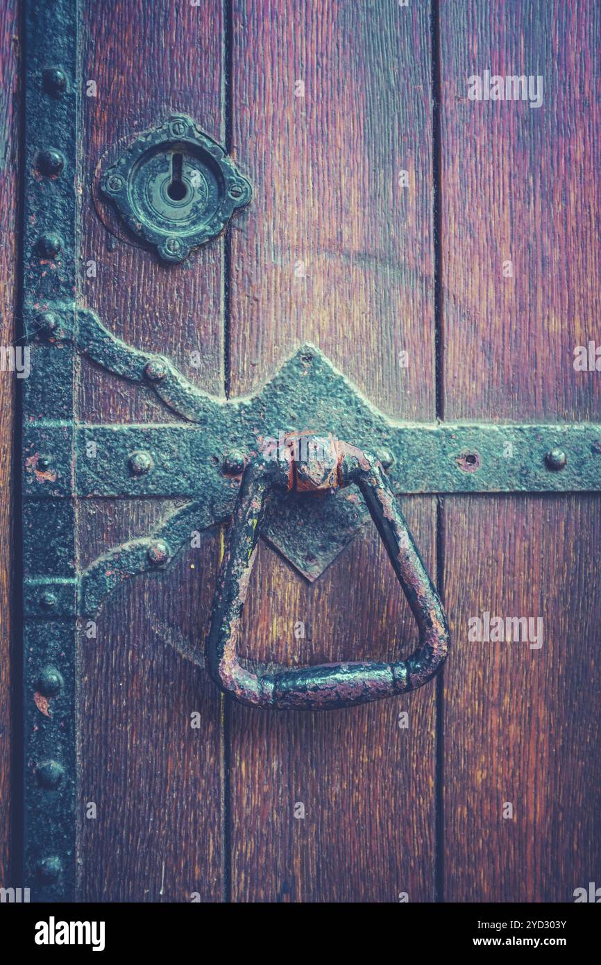 Ancient Heavy Door At A British Medieval University With Iron Handle ...