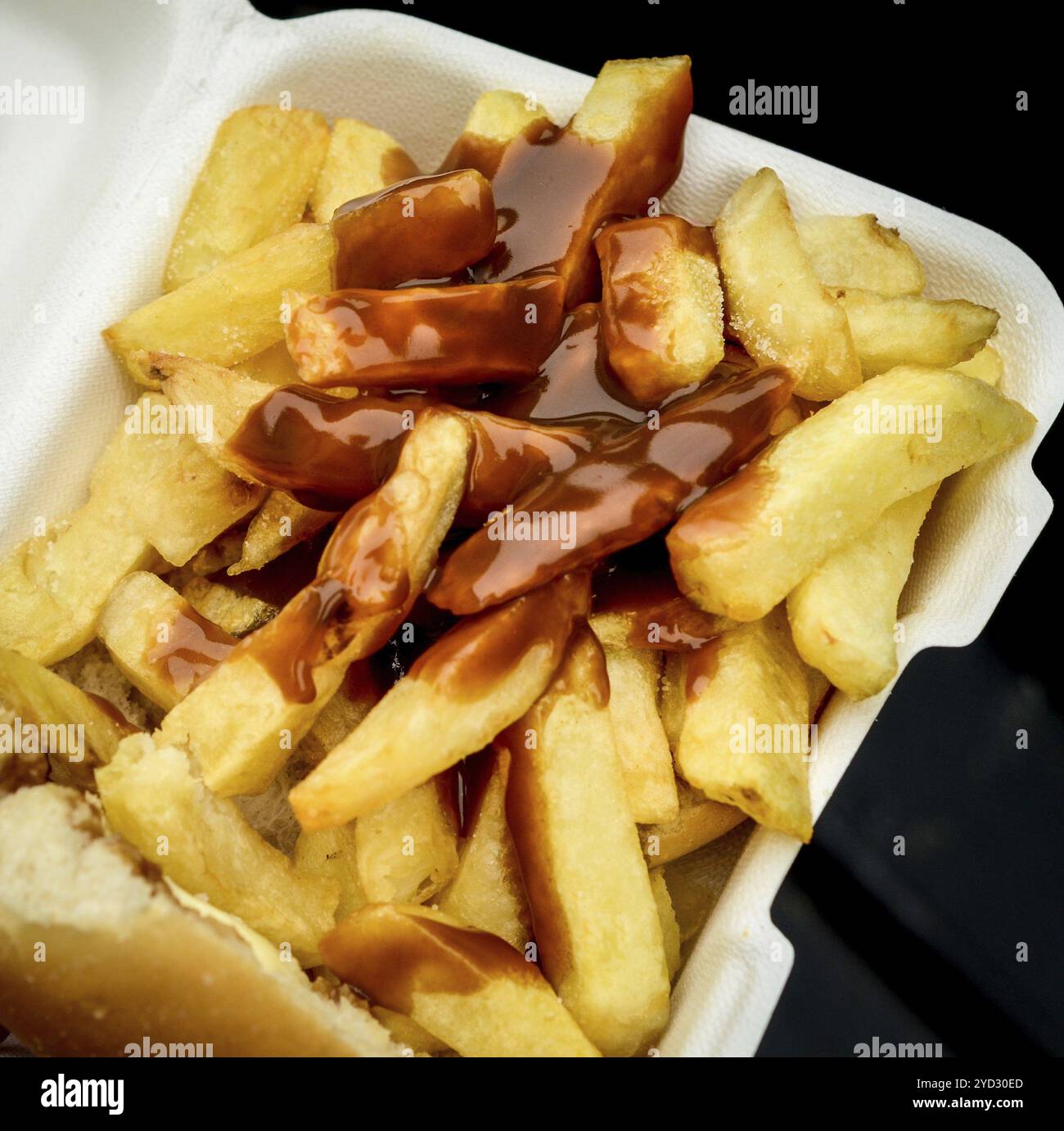 Scottish Style Chip Roll (Butty) WIth Brown Sauce (French Fries Stock ...