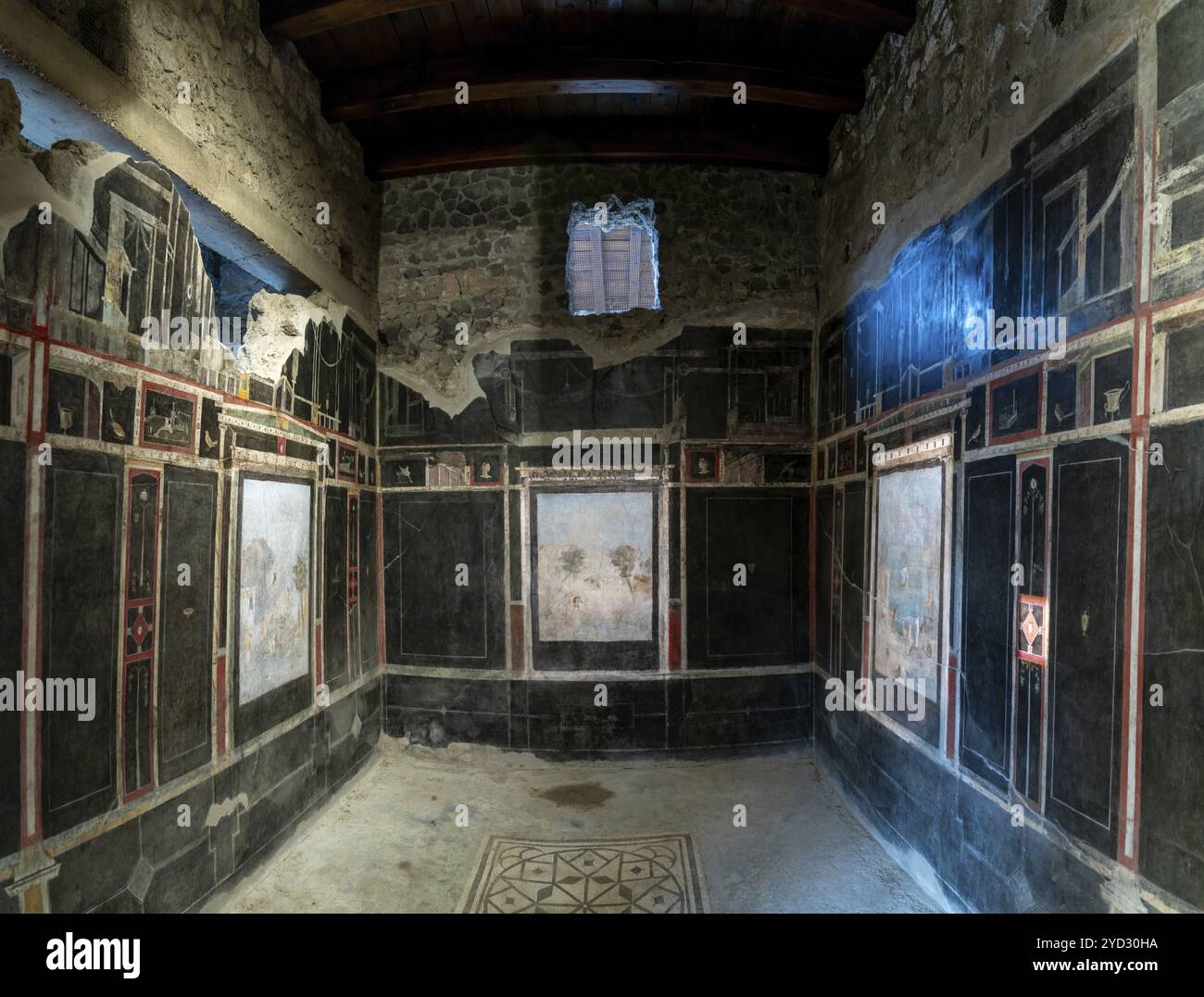 Pompei, Italy, 25 November, 2023: fresco wall art in a patrician house ...
