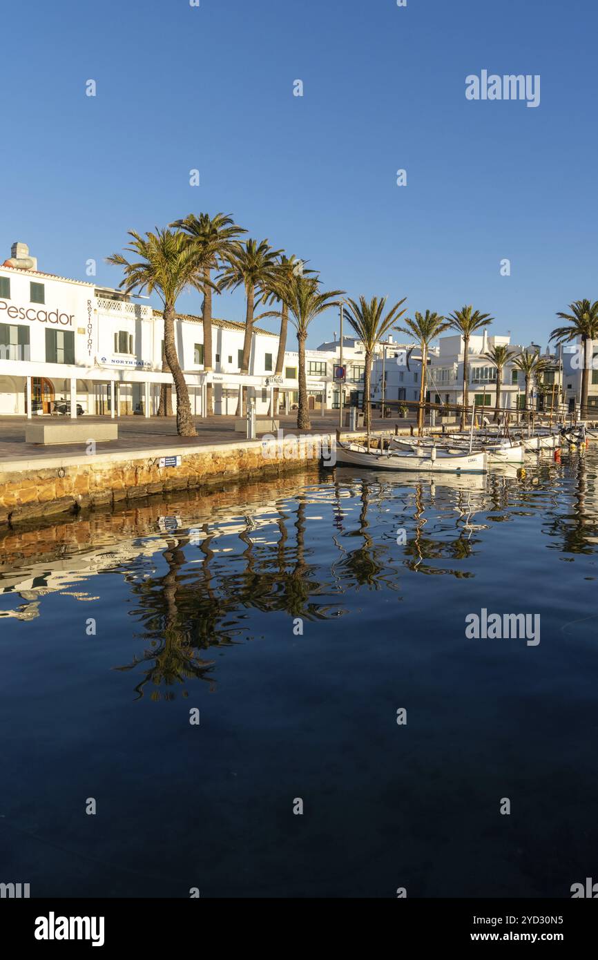 Fornells, Spain, 25 January, 2024: view of the village and harbour of ...