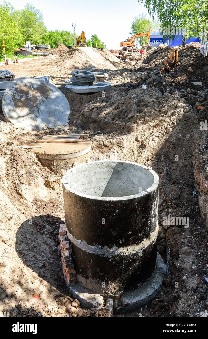 Repair and replacement of underground communications Stock Photo - Alamy