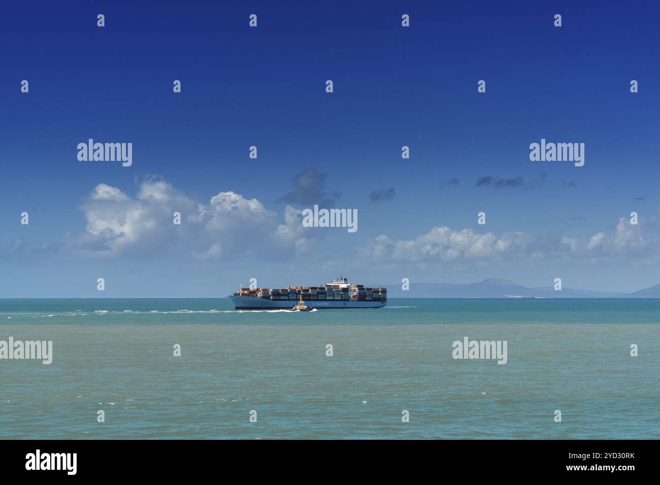 Tangier, Morocco, 1 April, 2024: container ship arriving at Tanger Med ...