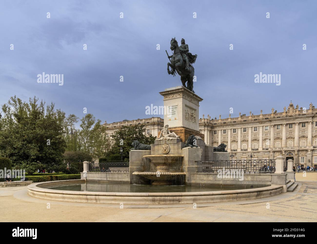 Madrid, Spain, 6 April, 2024: view of the Spanish royal palace and the ...