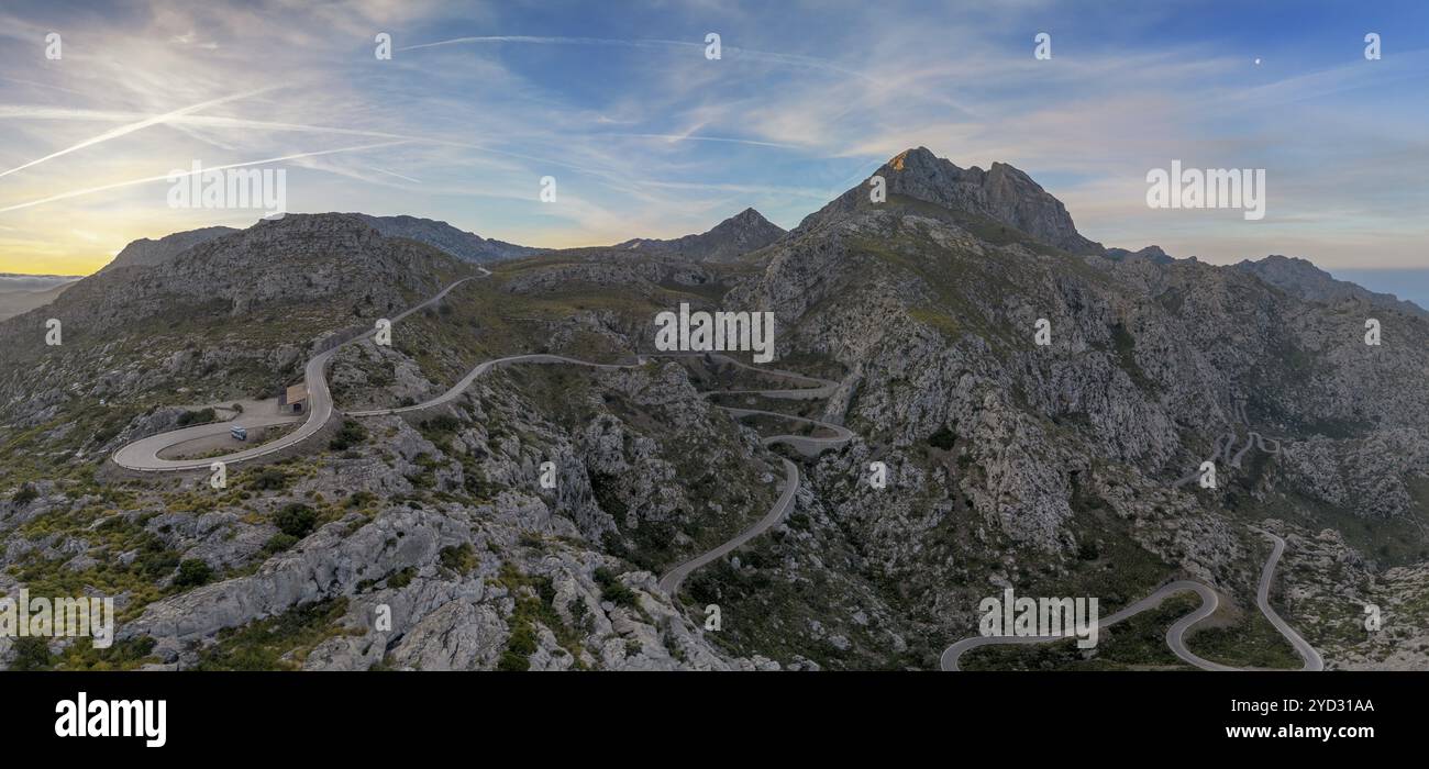 Panorama view of the famous snake road leading from the Coll de Reis ...