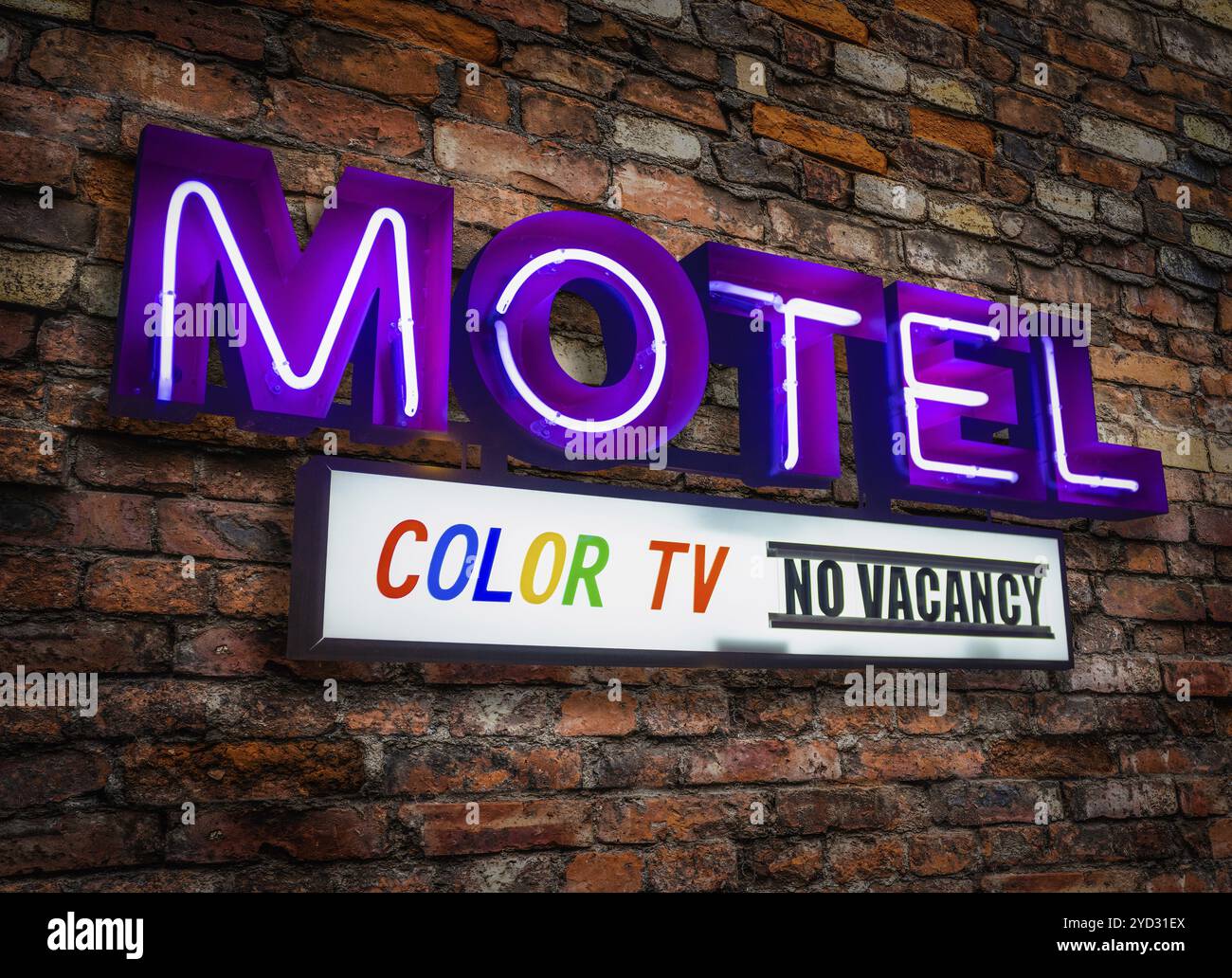 Retro Neon Motel Sign In California Advertising A Color TV Stock Photo ...