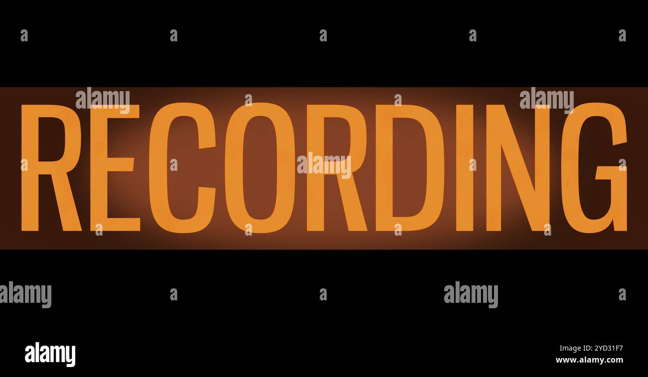 A Retro, Orange Glowing Recording Sign In A Music Studio Or Radio Or TV ...