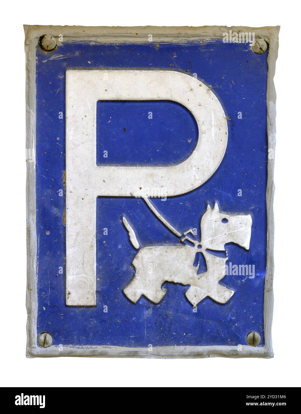 Isolation Of A Humorous And Grungy Dog Parking Sign Stock Photo - Alamy