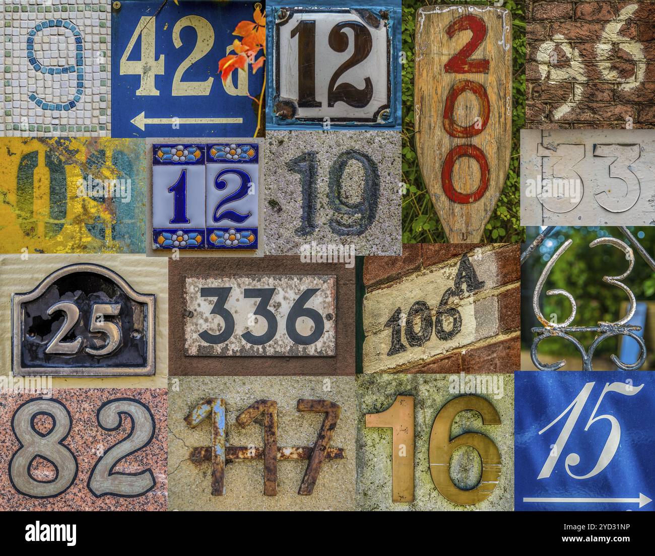 Collage Of Various House Numbers From Around The World Including France ...